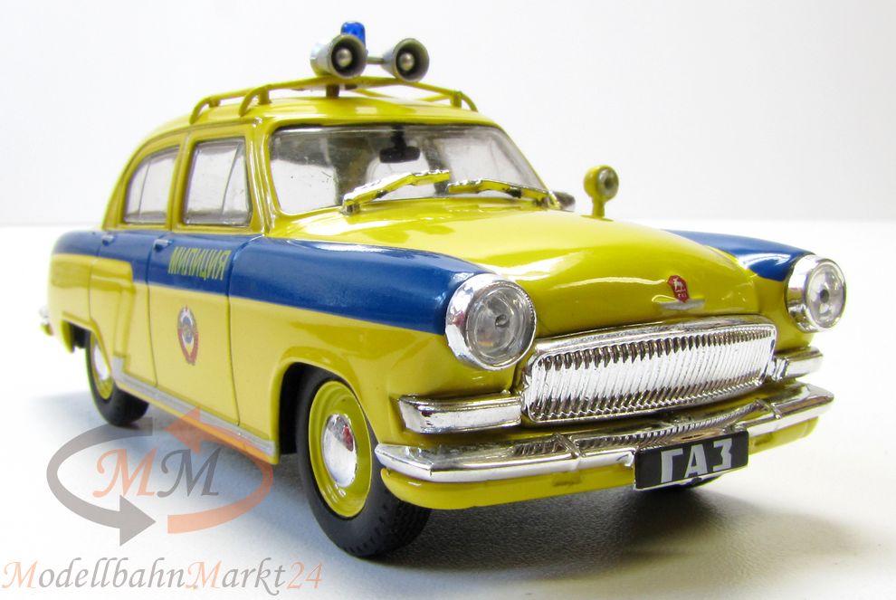 GAS-21R GAI Wolga Polizei gelb-blau mit Sirene UdSSR/Russland Scale 1: ...
