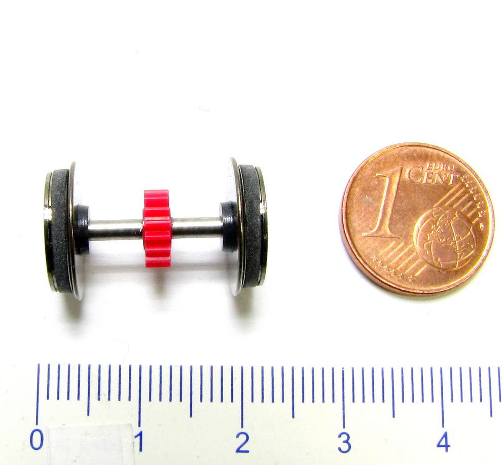 Ersatz-Radsatz m. 2 Haftri. + Zahnr. z.B. für ROCO DB Diesellok BR 218 ...