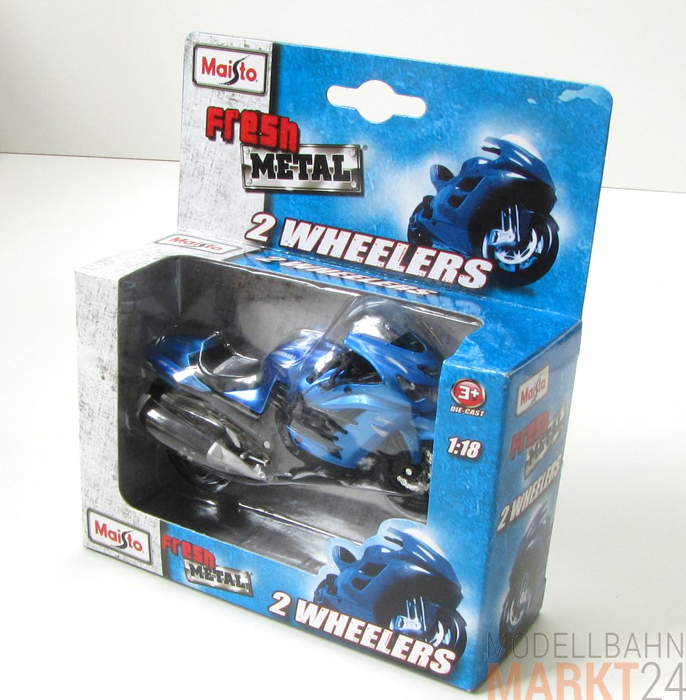 MAISTO Fresh Metal 2 Wheelers Kawasaki "Ninja" in blau Modell Maßstab 1 ...